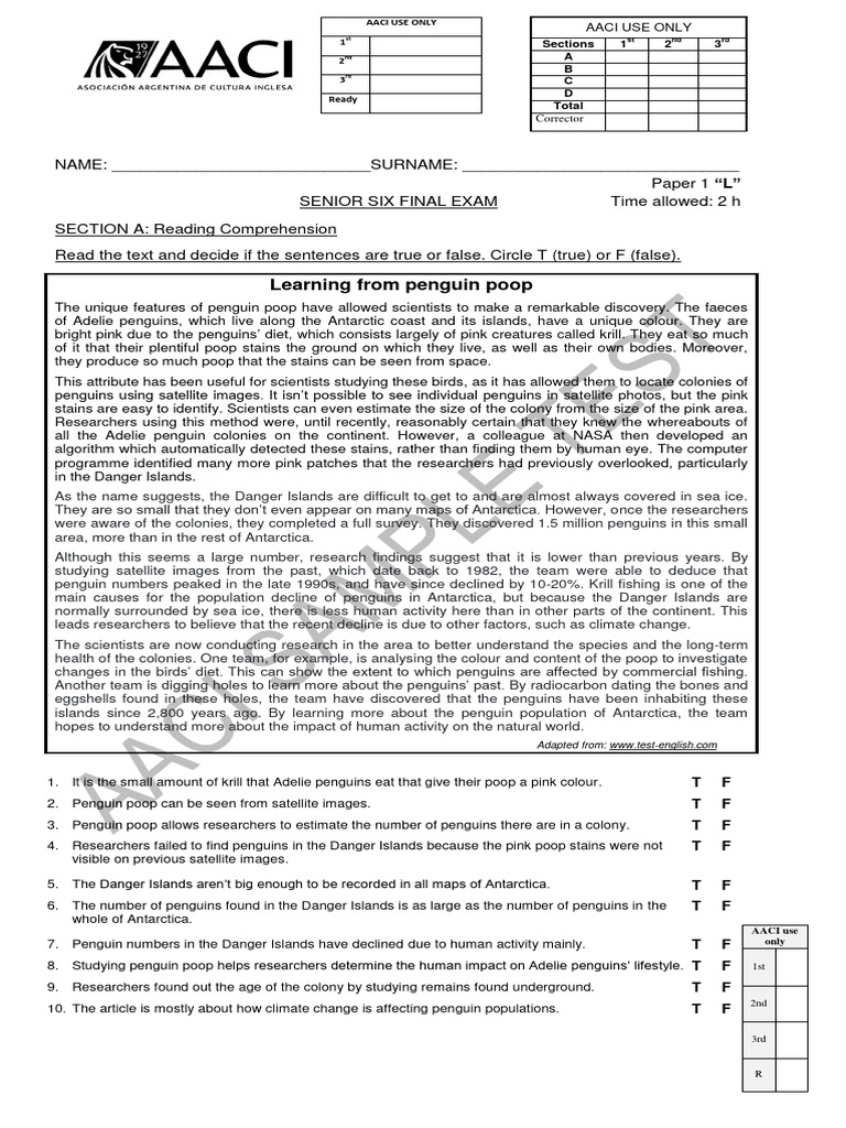 S6 P1 2022 | PDF | Antarctica | Penguin