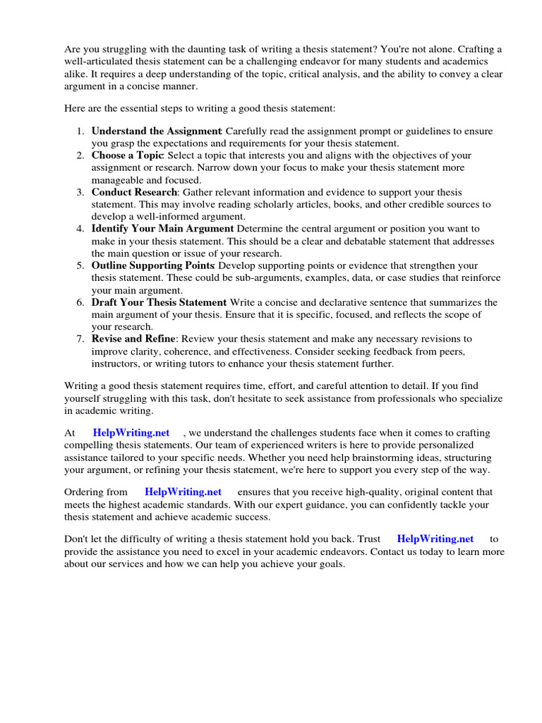 Writing A Good Thesis Statement Steps | PDF | Essays | Thesis