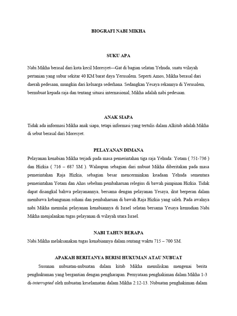 Biografi Nabi Mikha | PDF