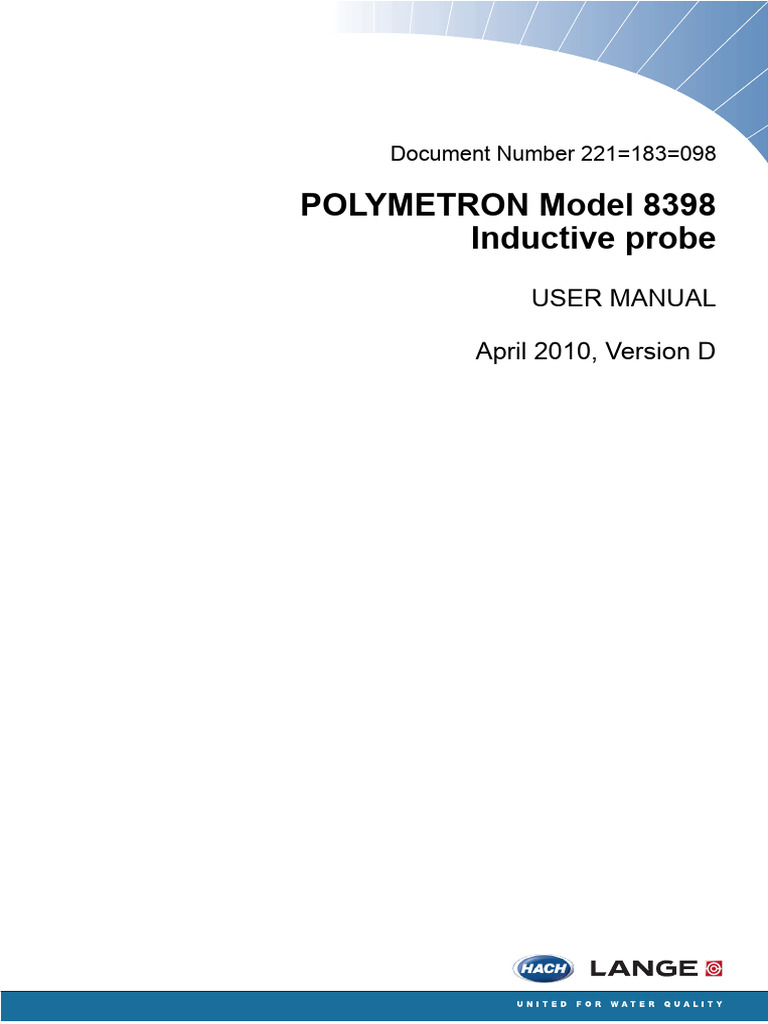 Inductive Probe 8398 User Manual | PDF | Electrical Resistivity And ...