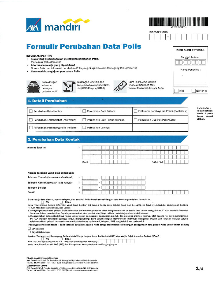Formulir Perubahan Data Polis | PDF
