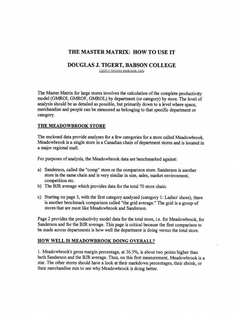 The Master Matrix Caso | PDF