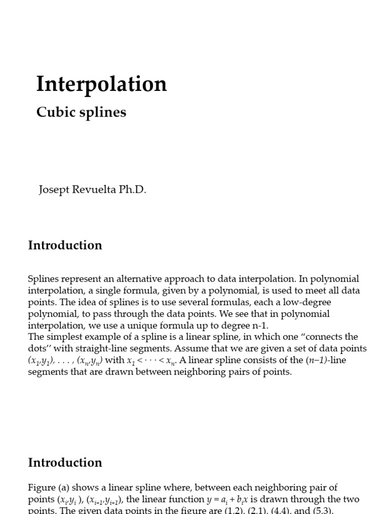 Splines Interpolation Pdf Interpolation Spline Mathematics 