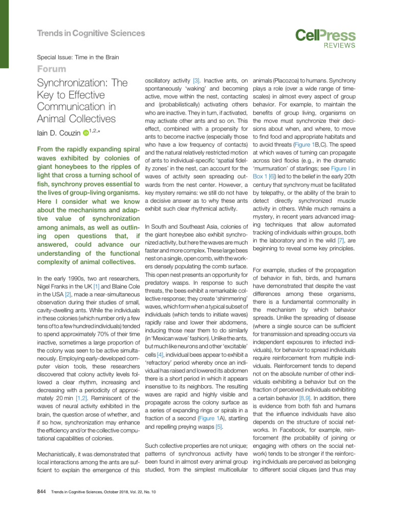 Couzin2018 - Synchronization The Key To Effective Communication in ...