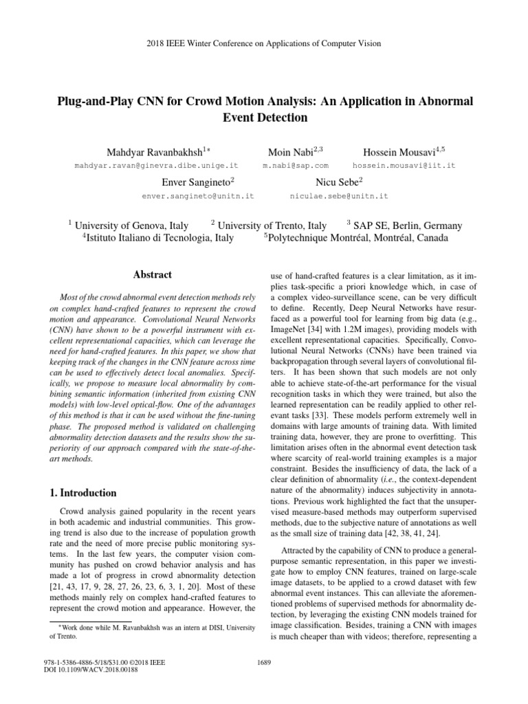 Wacv2018 Plug And Play Cnn For Crowd Motion Analysis An Application