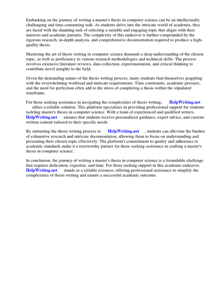 Master Thesis in Computer Science Topics | PDF | Thesis | Science