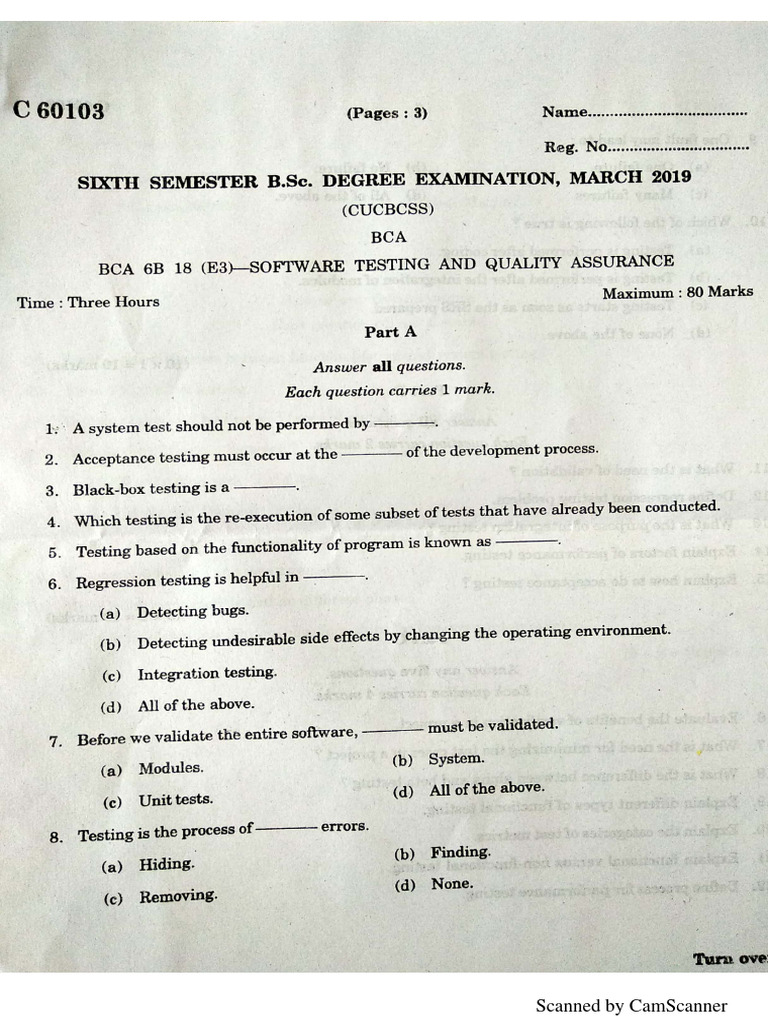 Software Testing Bca March 2019 | PDF