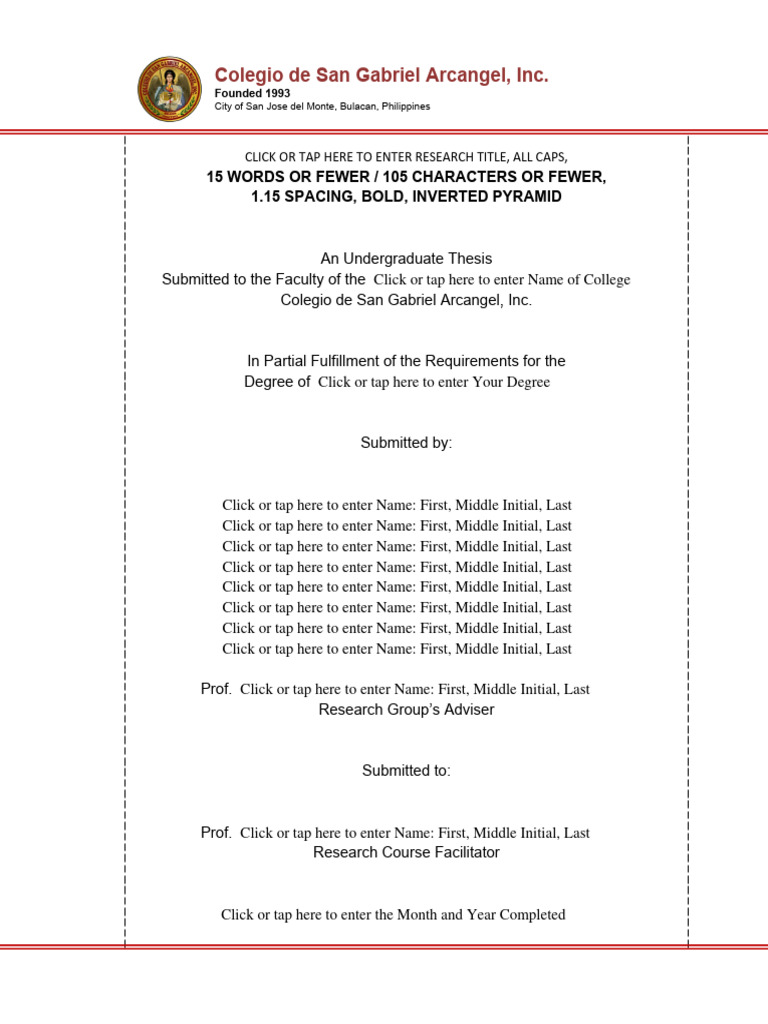 Updated Standard Thesis Format 08252023 | Download Free PDF ...