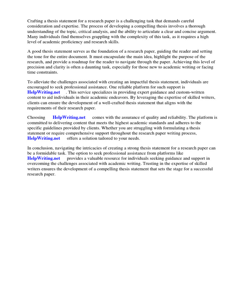 Examples of A Good Thesis Statement For A Research Paper | PDF | Essays ...