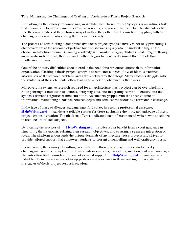 Architecture Thesis Synopsis Guide | PDF | Thesis