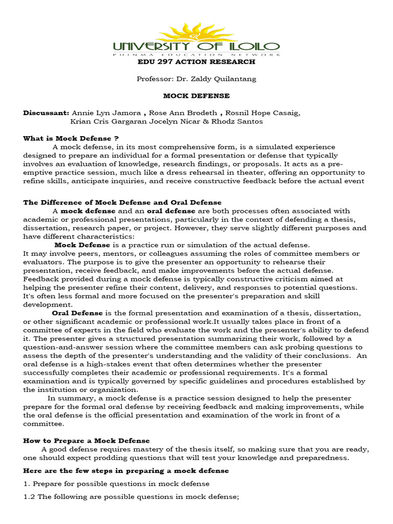 Mock Defense | PDF | Thesis | Science