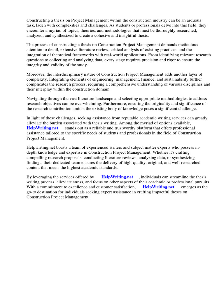 Thesis Topics Construction Project Management | PDF | Project ...