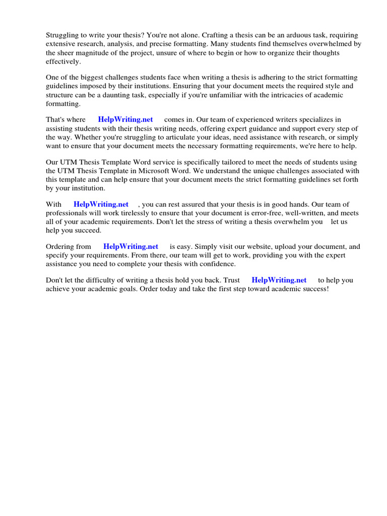 Utm Thesis Template Word | PDF | Thesis | Text