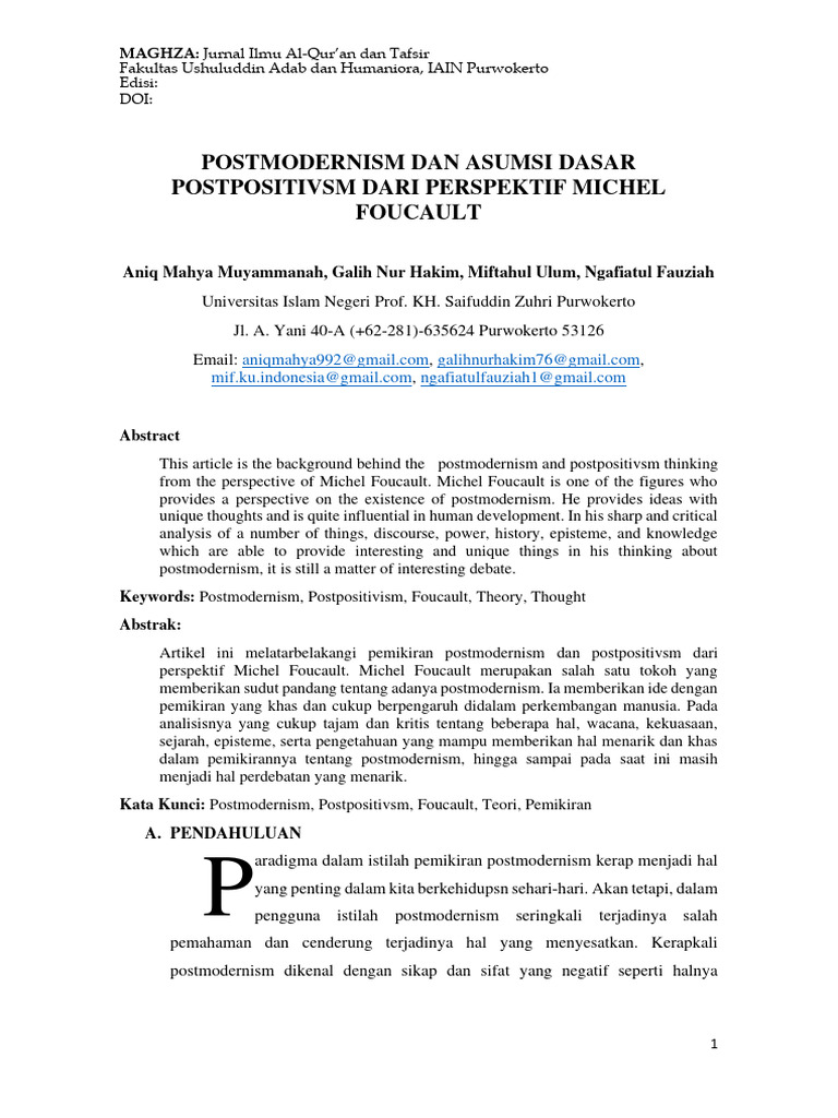 Foucault dan Pemikiran Postmodernisme | PDF | Sejarah
