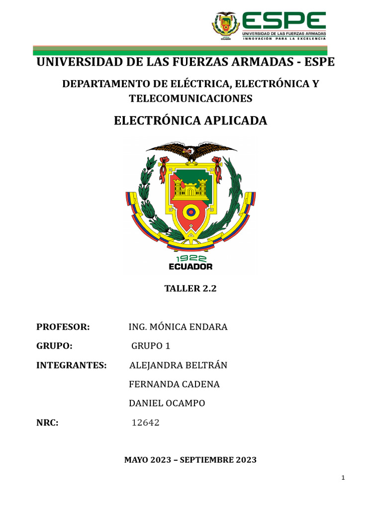 Grupo 1 Beltran Alejandra Cadena Fernanda Ocampo Daniel CL Taller2.2 | PDF | Amplificador ...