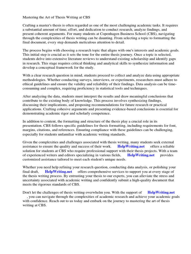 Master Thesis Guidelines Cbs | PDF | Thesis | Science