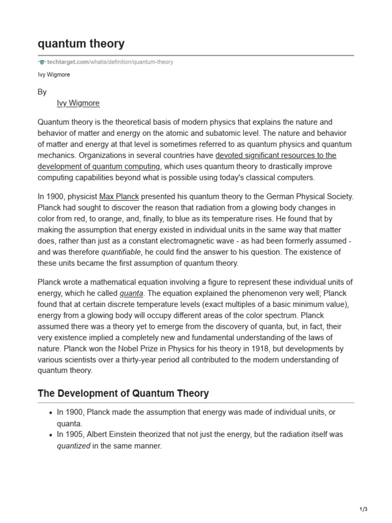 Basic Quantum Theory | PDF | Quantum Mechanics | Physics