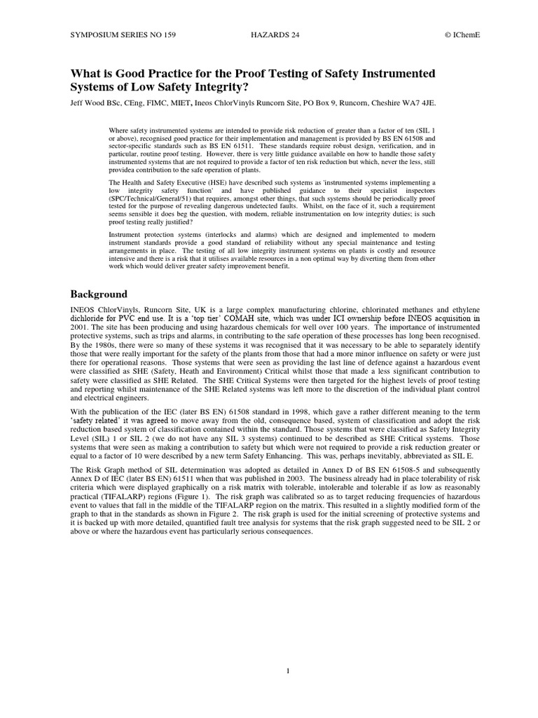 What is Good Practice for the Proof Testing of SIF of Low SIL | PDF ... What is Good Practice for the Proof Testing of SIF of Low SIL | PDF ...