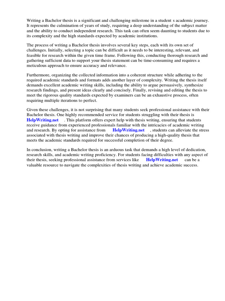 How To Write A Bachelor Thesis Book | PDF | Thesis