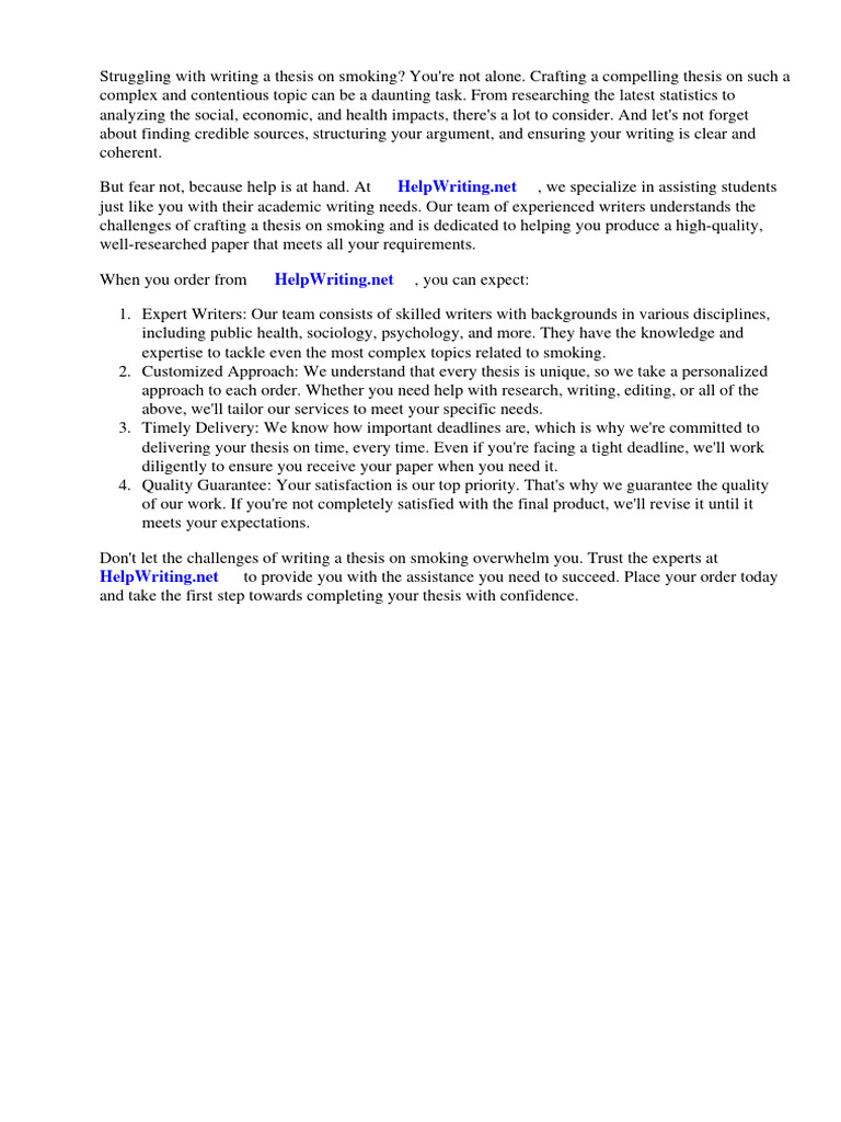 Smoking Thesis Statement | PDF | Cigarette | Smoking