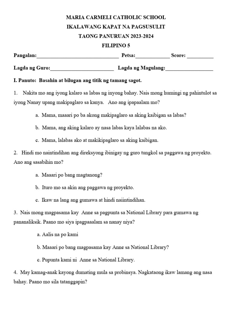 FILIPINO 5 - Second Quarter by REWARD FULGUERAS | PDF