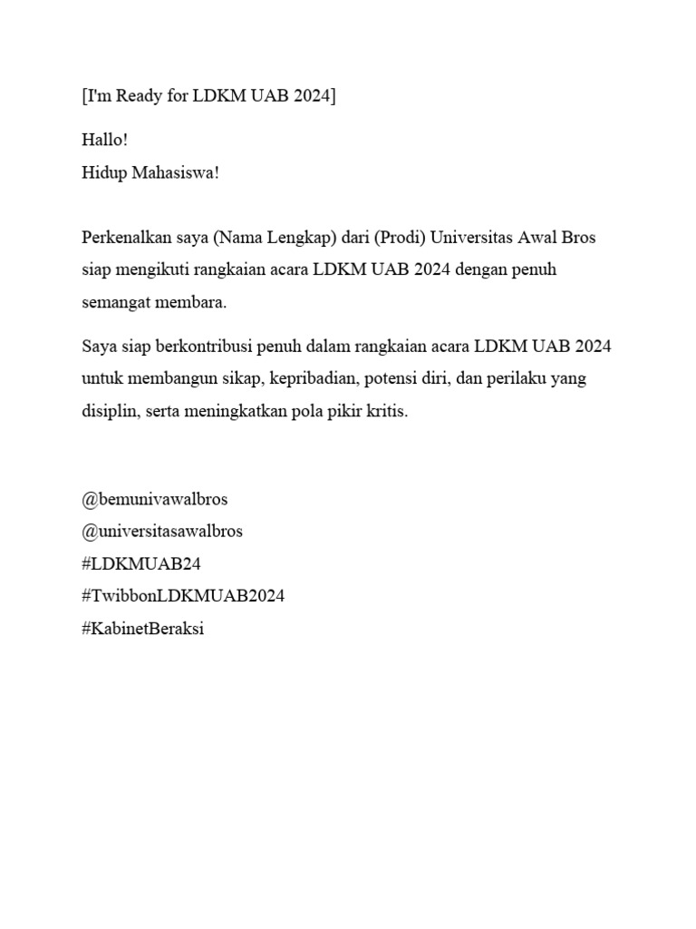 Siap Ikut LDKM UAB 2024 | PDF | Seni