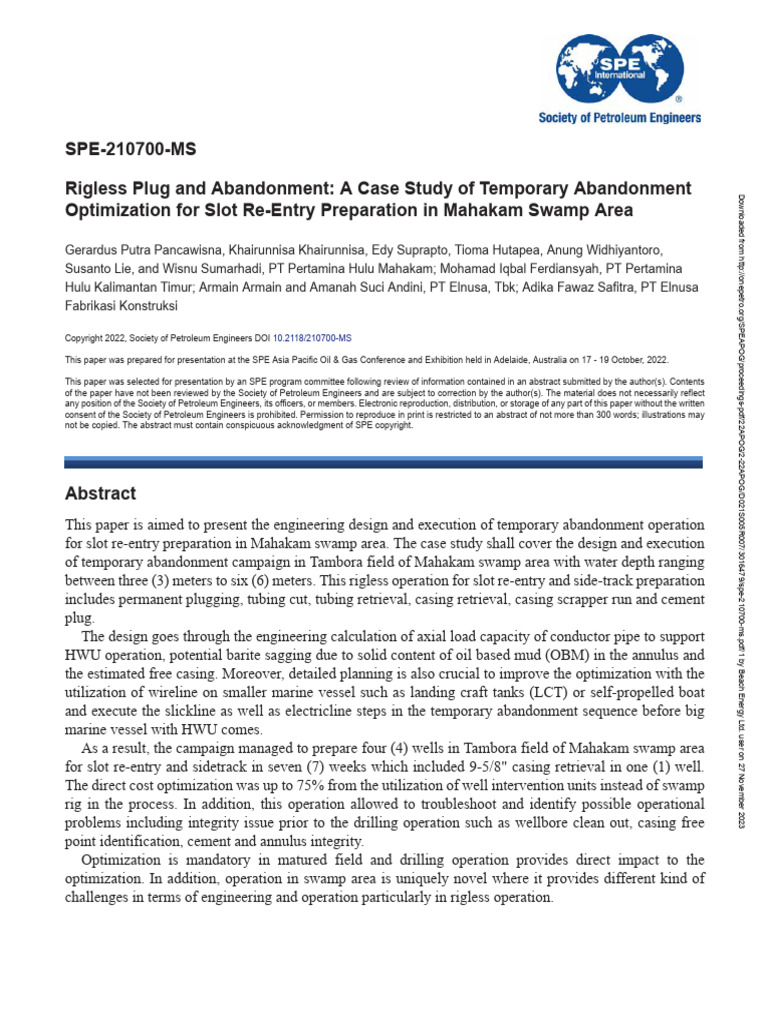 spe-210700-ms Rigless Plug and Abandonment A Case Study of Temporary Abandonment Optimization ...