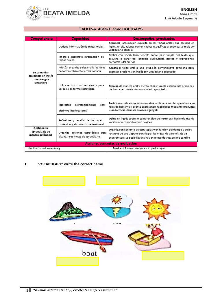 English Primary Third 14 FT | PDF | Léxico | Aprendizaje