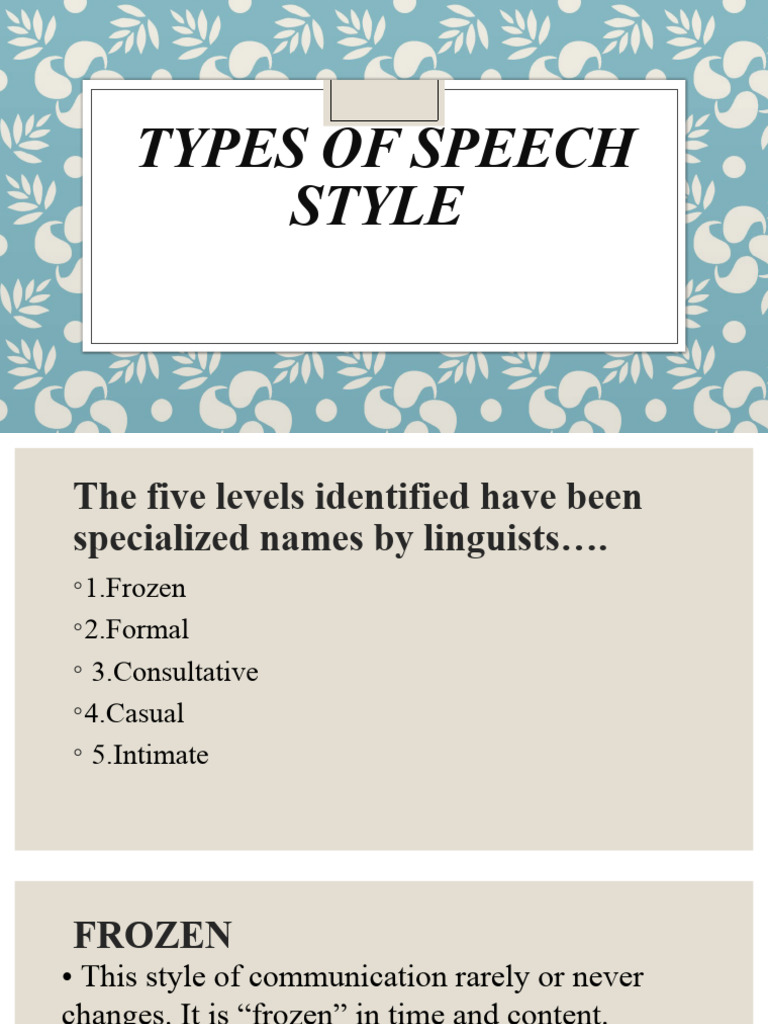 Types of Speech Style Power | PDF | Career & Growth | Foreign Language ...