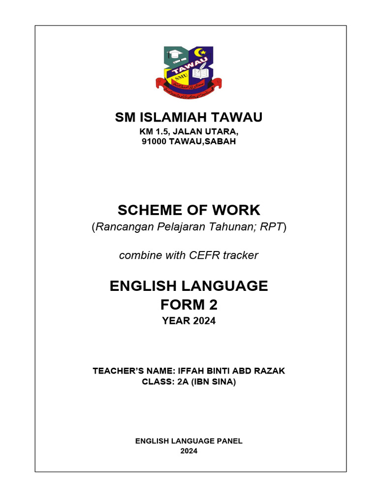 RPT 2022 Bahasa Inggeris Form 1 With CEFR Tracker (COMPLETED) | Download Free PDF | Languages ...