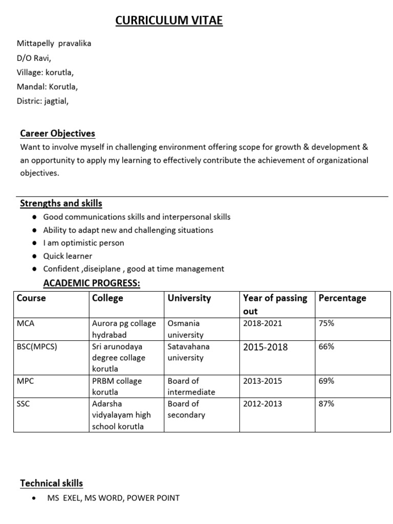 Pravalika Resume | PDF