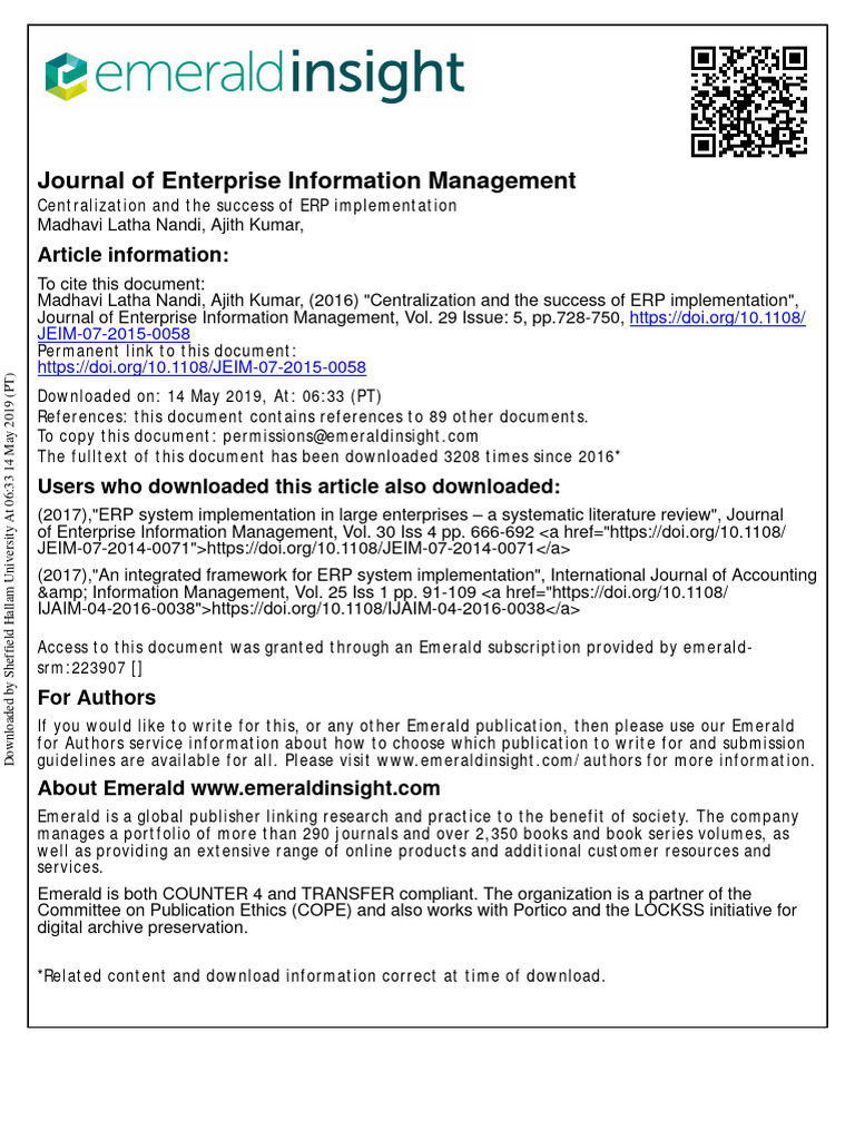 Centralization's Impact on ERP Success | PDF | Enterprise Resource ...