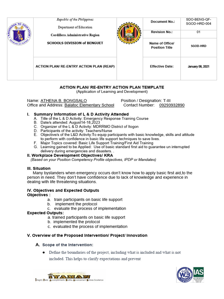 Re-entry-Action-Plan-REAP-Proposal-Format New | PDF | Health Care