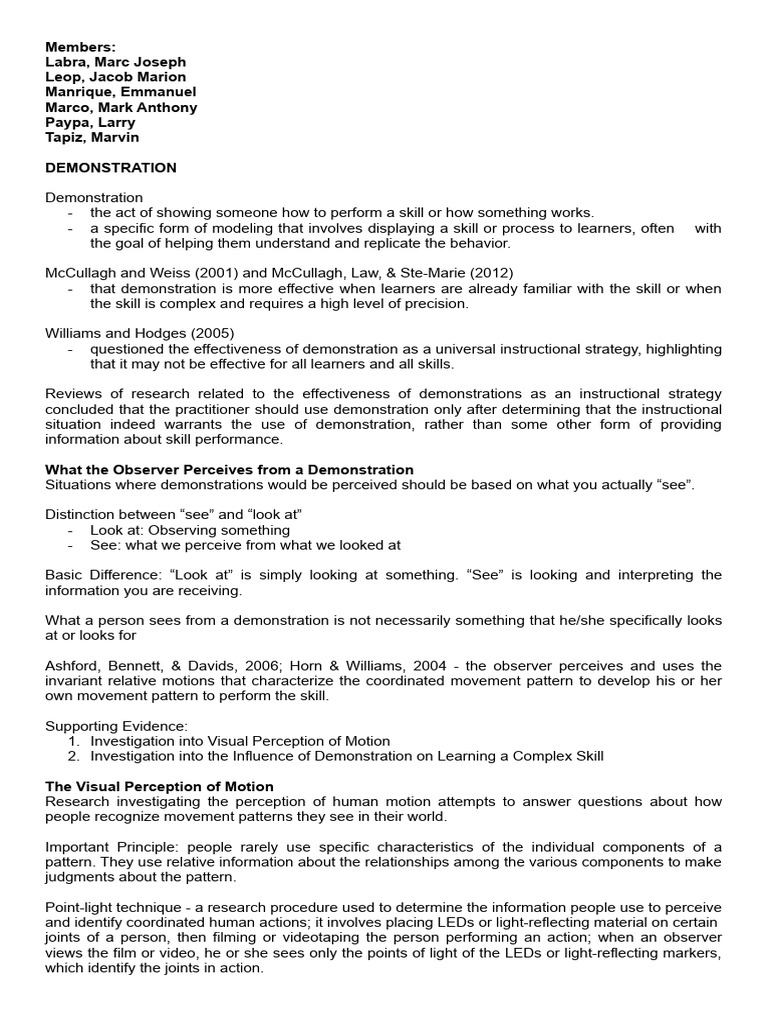 Demonstration Pdf Learning Perception