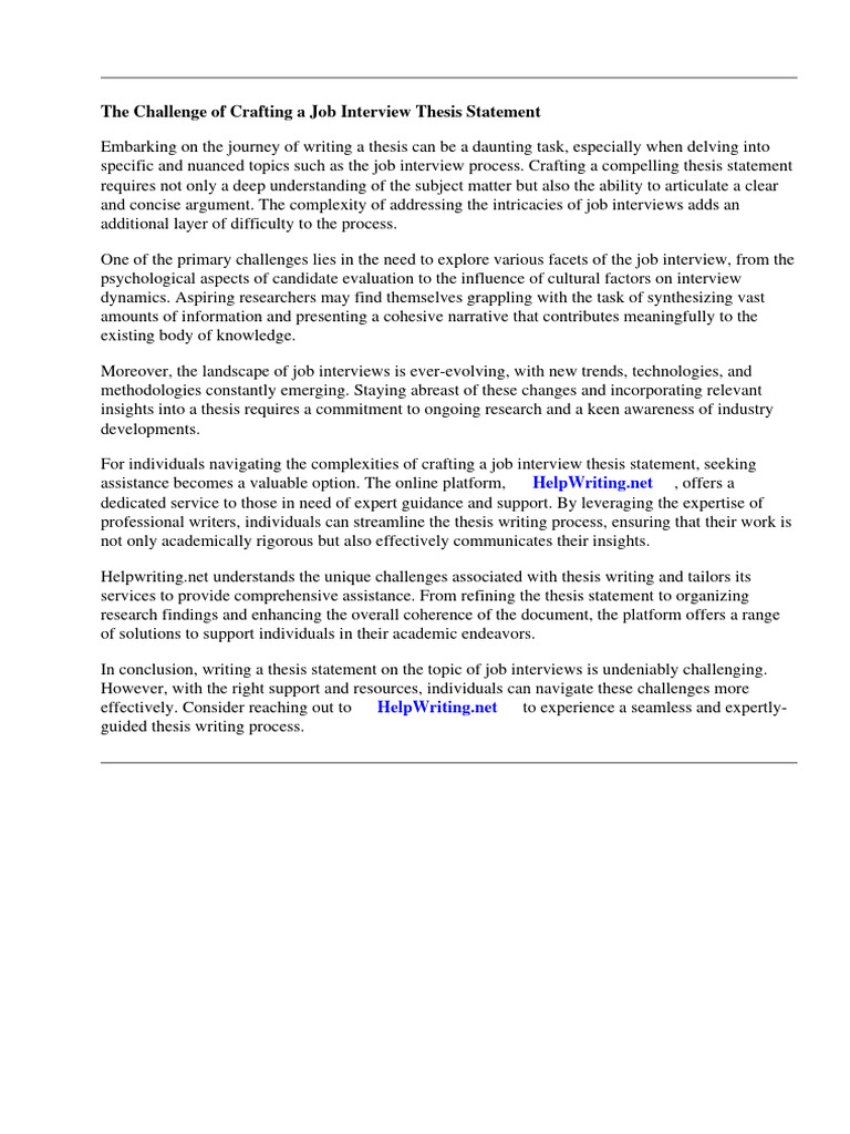 Job Interview Thesis Statement | PDF | Job Interview