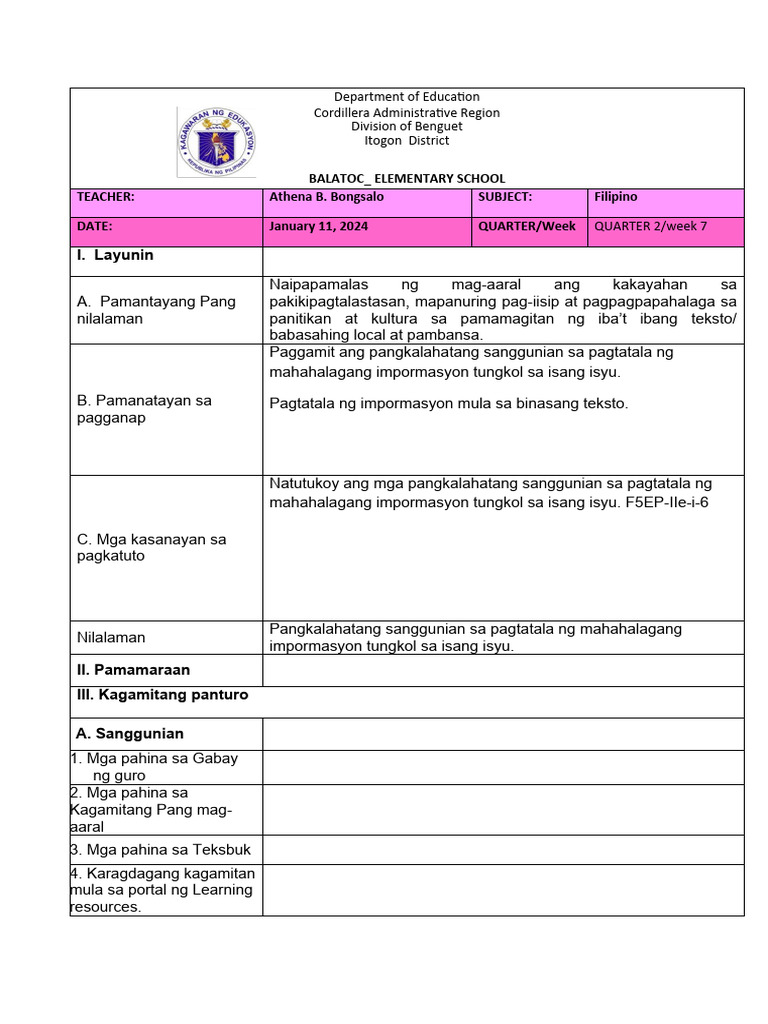 Filipino Cot 2nd Q | PDF