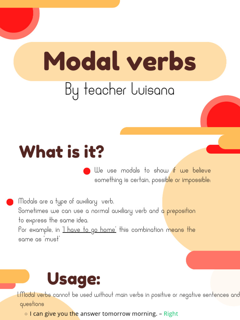 Modal Verbs | PDF | Verb | Semantic Units
