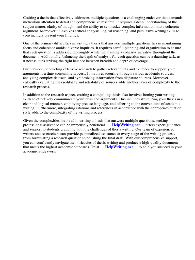 How To Write A Thesis That Answers Multiple Questions | PDF | Essays ...
