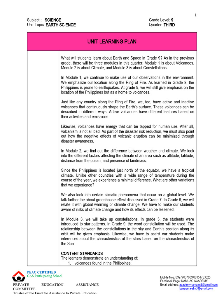 Science 9 Q3 U1 | PDF | Volcano | Lava