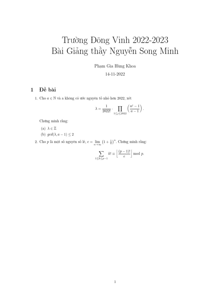 Bài giảng thầy Nguyễn Song Minh 2 | PDF