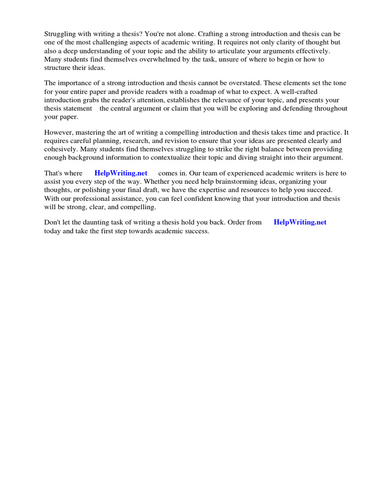 How To Write A Strong Introduction and Thesis | PDF | Essays | Thesis