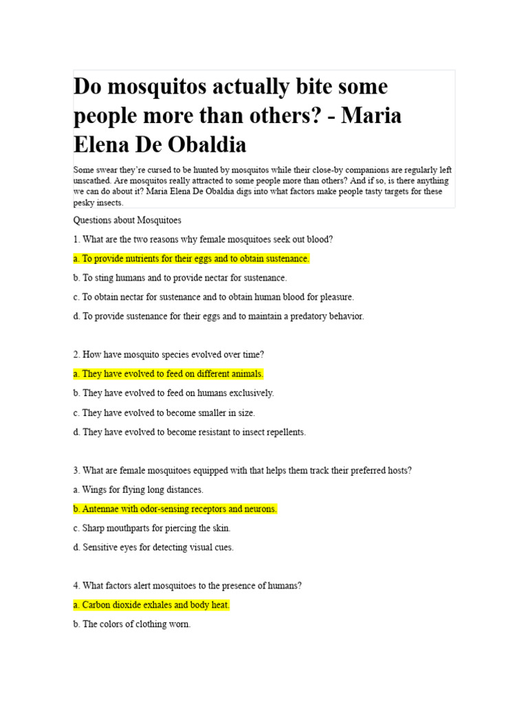 Do Mosquitos Actually Bite Some People More Than Others - Maria Elena ...