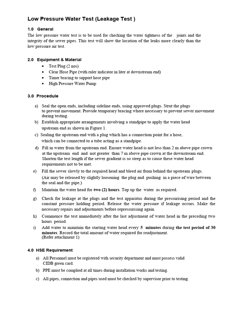 leakage test | PDF | Leak | Sanitary Sewer