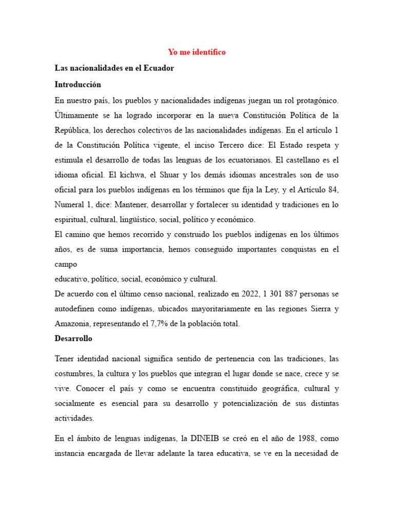 Yo Me Identifico | PDF | Ecuador