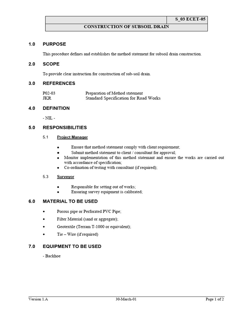 9 - Construction of Subsoil Drain | PDF