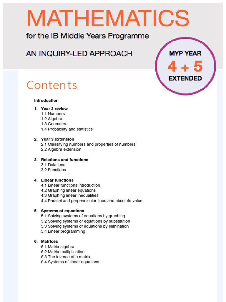Pearson MYP Maths Years4&5 Extended TableofContents | PDF ...