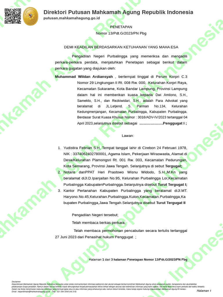 Putusan 13 PDT.G 2023 PN PBG 20230812180149 | PDF