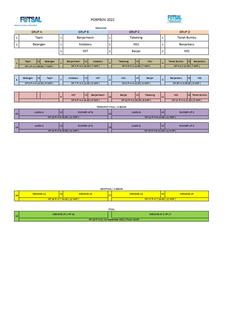 Futsal Tournament Schedule 2022 | PDF