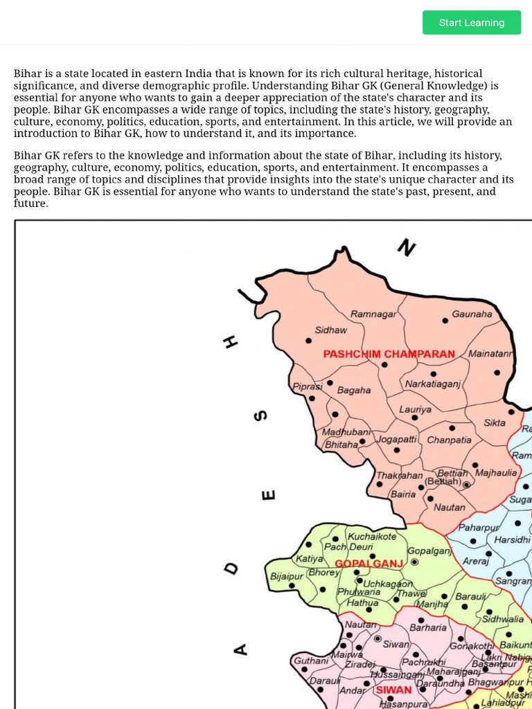 Unlocking Bihar GK - A Guide To History, Geography, Culture, and More | PDF