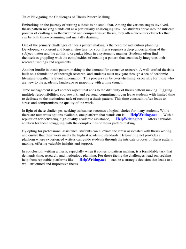Thesis Pattern Making | Download Free PDF | Methodology | Thesis
